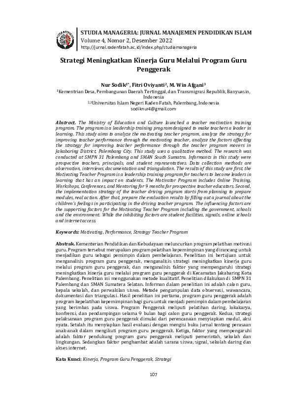 (PDF) Strategi Meningkatkan Kinerja Guru Melalui Program Guru Penggerak