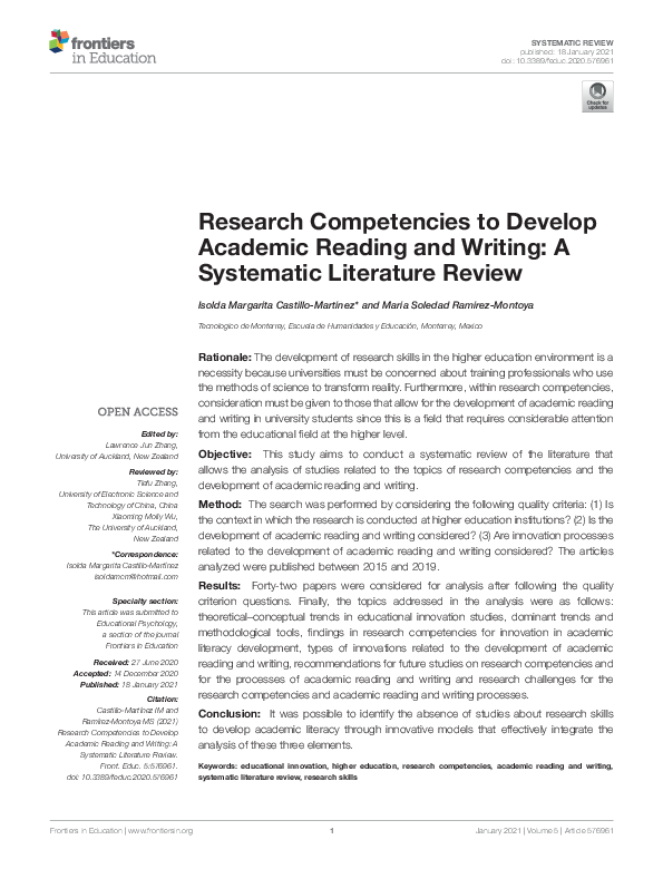 (PDF) Research Competencies to Develop Academic Reading and Writing: A ...