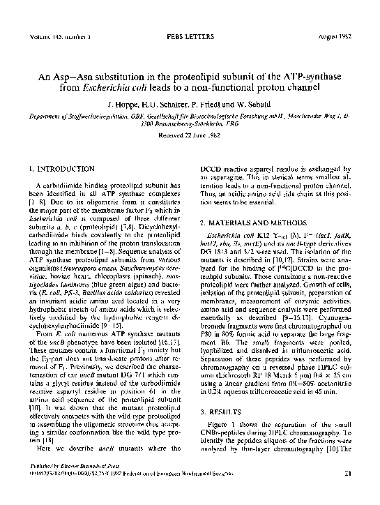 (PDF) An Asp-Asn substitution in the proteolipid subnit of the ATP ...