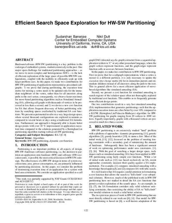 (PDF) Efficient search space exploration for HW-SW partitioning