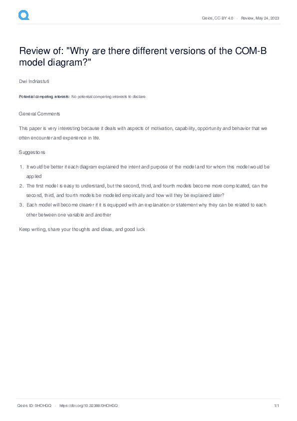 (PDF) Review of: "Why are there different versions of the COM-B model ...