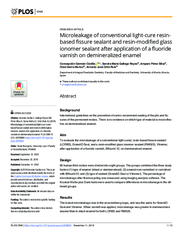 (PDF) Microleakage of conventional light-cure resin-based fissure sealant and resin-modified ...
