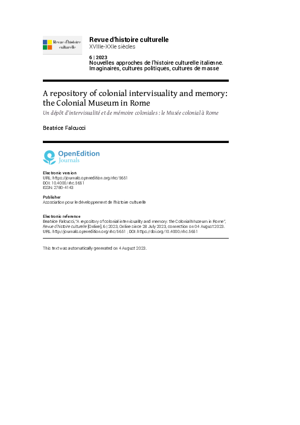 (PDF) A repository of colonial intervisuality and memory: the Colonial ...