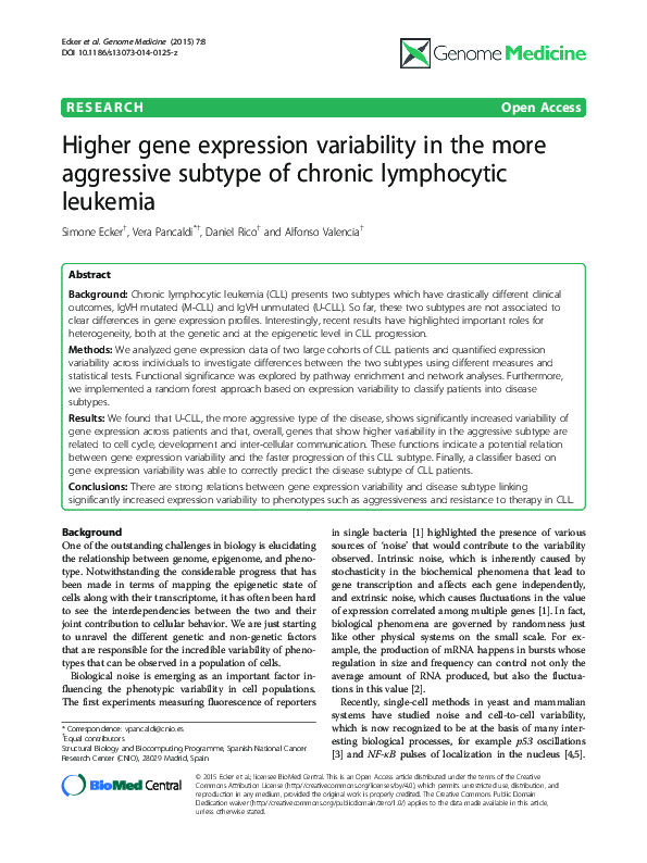 (PDF) Higher gene expression variability in the more aggressive subtype ...