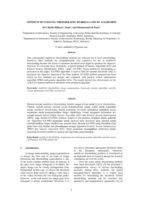 (PDF) Optimum Multilevel Thresholding Hybrid Ga-Pso by Algorithm | Muhammad wildan Fauzi ...