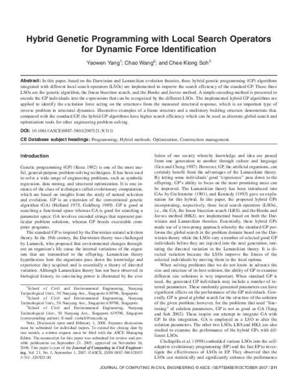 (PDF) Hybrid Genetic Programming with Local Search Operators for Dynamic Force Identification