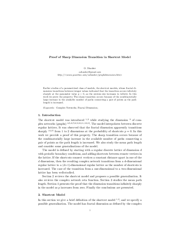 (PDF) Proof of Sharp Dimension Transition in Shortcut Model