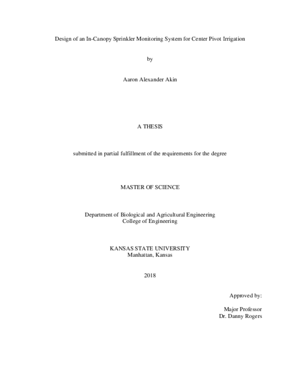 (PDF) Design of an In-Canopy Sprinkler Monitoring System for Center ...