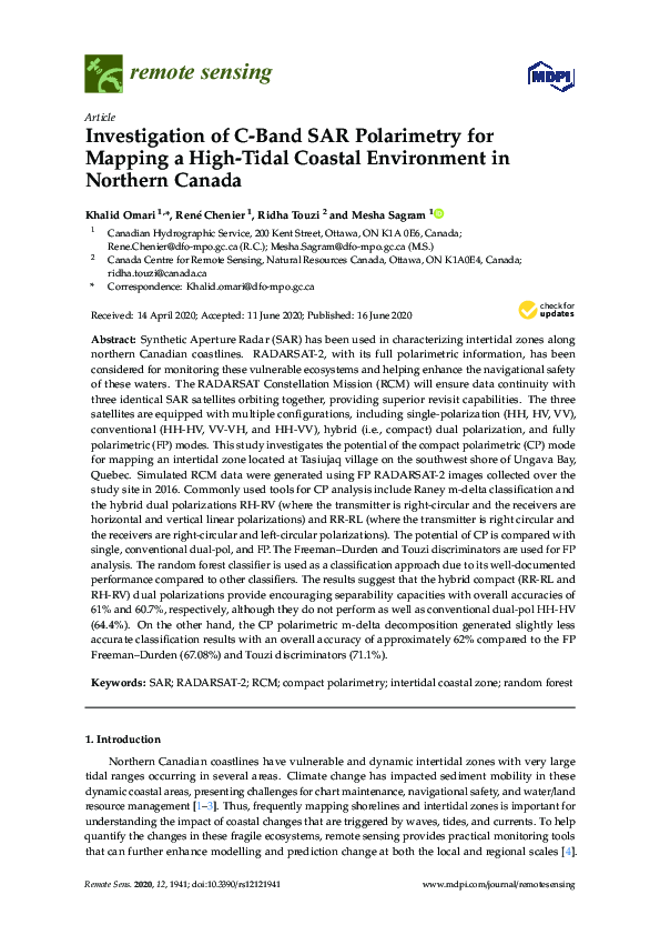 (PDF) Investigation of C-Band SAR Polarimetry for Mapping a High-Tidal ...