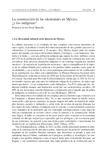 (PDF) La construcción de las identidades en México, ¿y los indígenas?