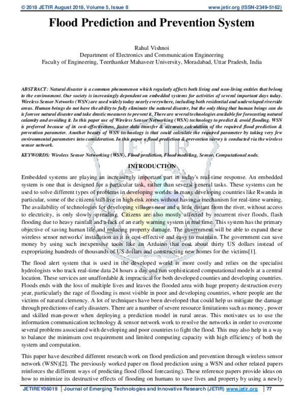(PDF) Flood Prediction and Prevention System