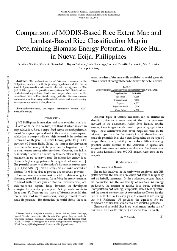(PDF) Comparison Of Modis-Based Rice Extent Map And Landsat-Based Rice ...