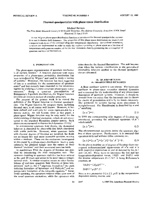 (PDF) Thermal quasiparticles with phase-space distribution