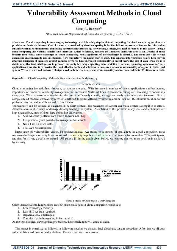 Pdf Vulnerability Assessment Methods In Cloud Computing