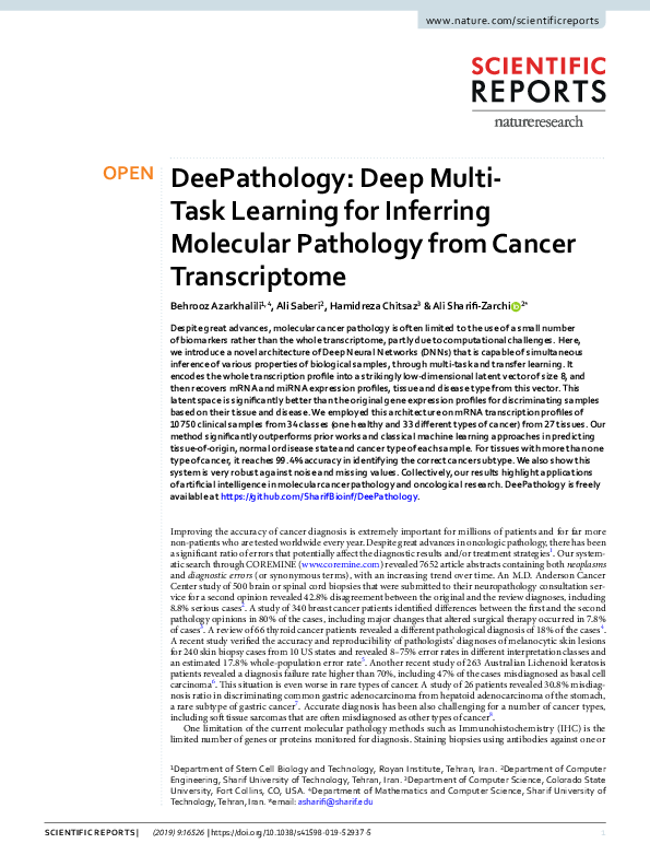 (PDF) DeePathology: Deep Multi-Task Learning for Inferring Molecular Pathology from Cancer ...