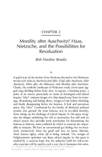 (PDF) Morality after Auschwitz? Haas, Nietzsche, and the Possibilities ...
