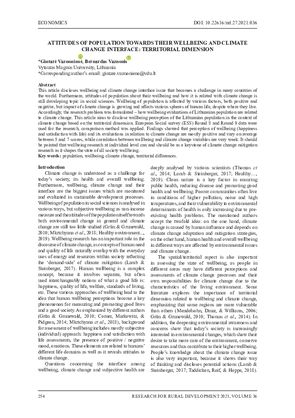 (PDF) Attitudes of population towards their wellbeing and climate ...