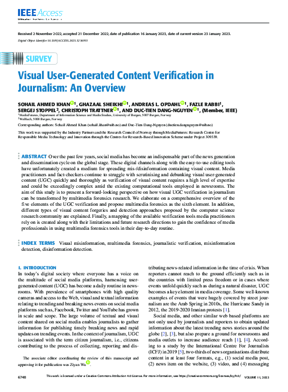 (PDF) Visual User-Generated Content Verification in Journalism: An Overview