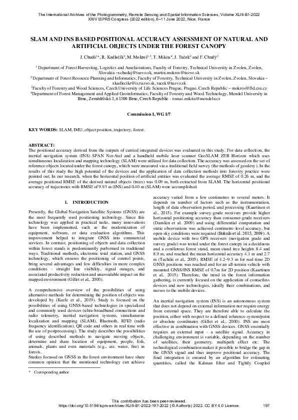 (PDF) Slam and Ins Based Positional Accuracy Assessment of Natural and Artificial Objects Under ...