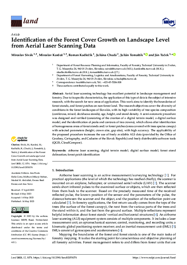 (PDF) Identification of the Forest Cover Growth on Landscape Level from ...