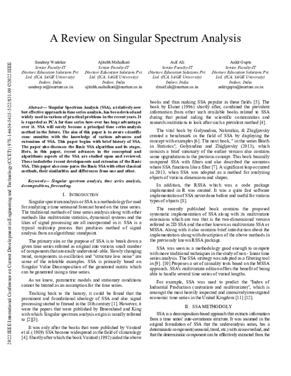 (PDF) A Review on Singular Spectrum Analysis