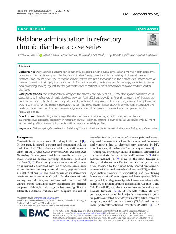(PDF) Nabilone administration in refractory chronic diarrhea: a case series
