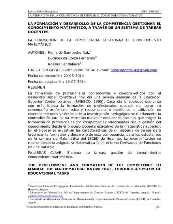 (PDF) La Formación y Desarrollo De La Competencia Gestionar El Conocimiento Matemático, a Través ...