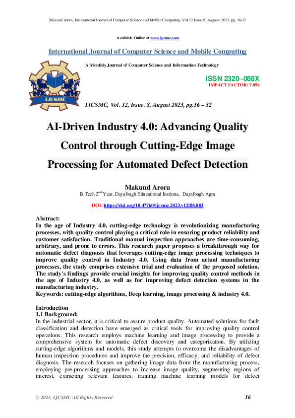 (PDF) AI-Driven Industry 4.0: Advancing Quality Control through Cutting-Edge Image Processing ...