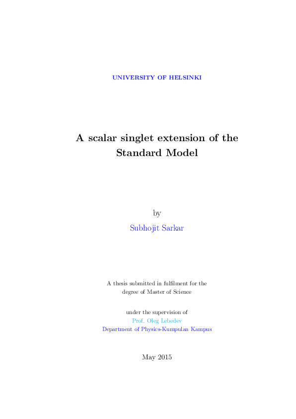 Pdf A Scalar Singlet Extension Of The Standard Model Subhojit