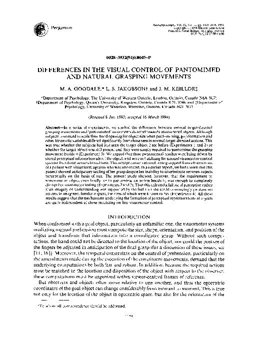 (PDF) Differences in the visual control of pantomimed and natural ...