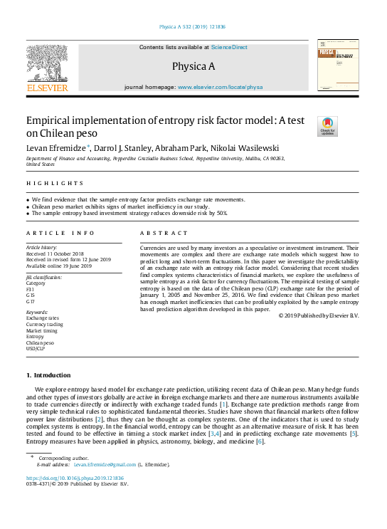 (PDF) Empirical implementation of entropy risk factor model: A test on ...