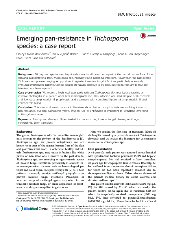 (PDF) Emerging pan-resistance in Trichosporon species: a case report