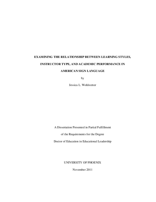 (PDF) Learning Styles and ASL Instructor Impact on Grades