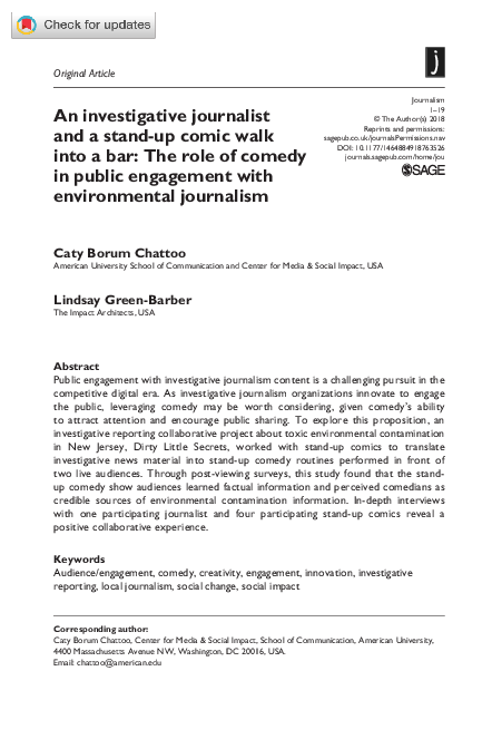 (PDF) An investigative journalist and a stand-up comic walk into a bar ...