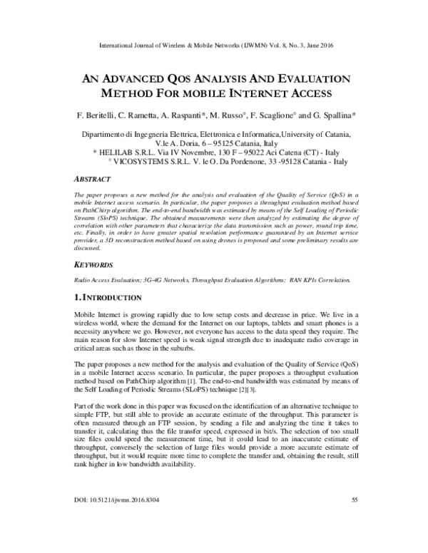 (PDF) An Advanced QOS Analysis and Evaluation Method for Mobile Internet Access