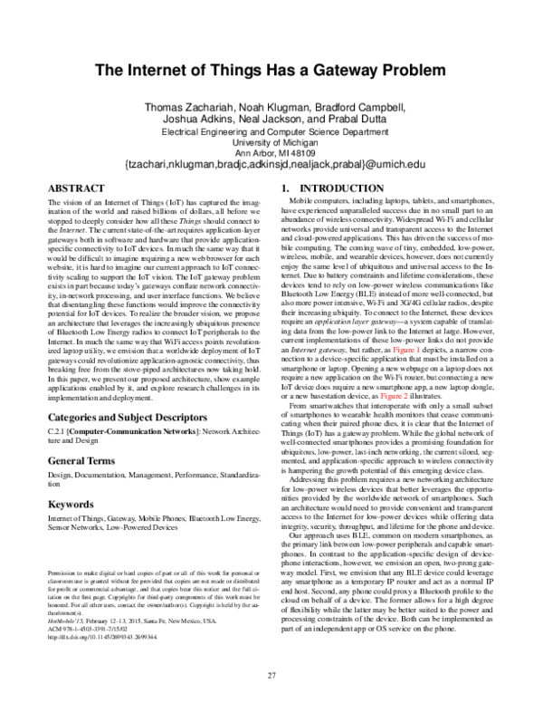 (PDF) The Internet of Things Has a Gateway Problem