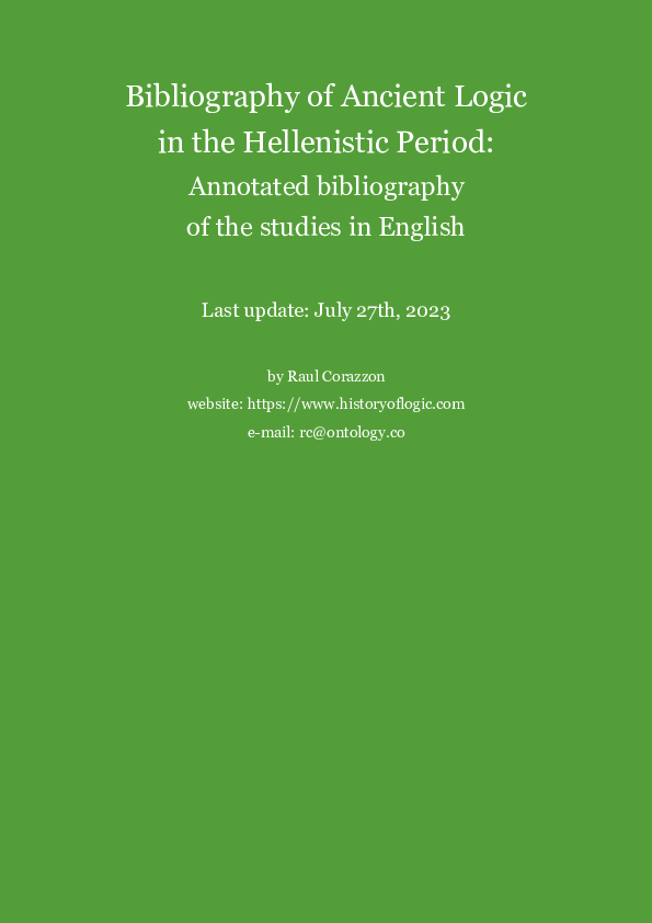 (PDF) Ancient logic: Annotated bibliography of general studies in English
