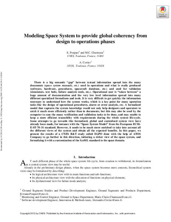 (PDF) Modeling Space System to Provide Global Coherency from Design to ...
