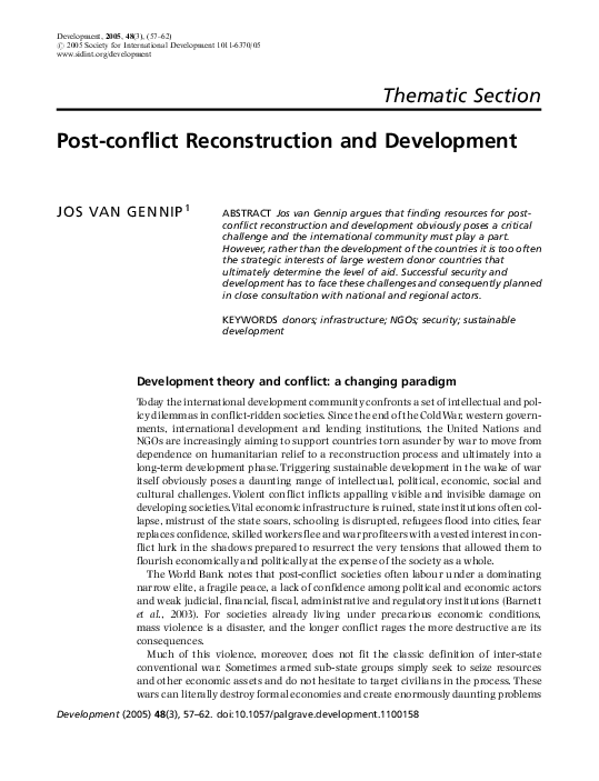 (PDF) Post-conflict Reconstruction and Development
