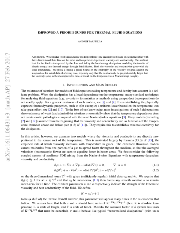 (PDF) Improved a priori bounds for thermal fluid equations
