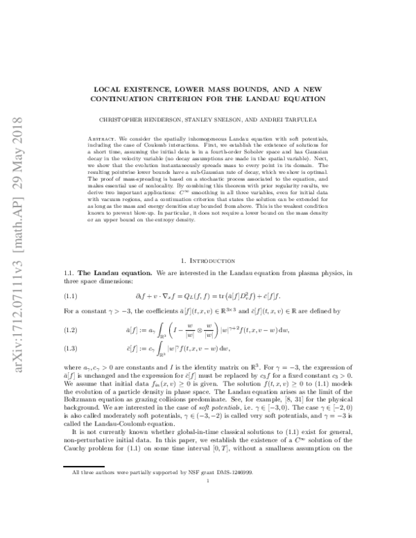 (PDF) Local existence, lower mass bounds, and a new continuation ...