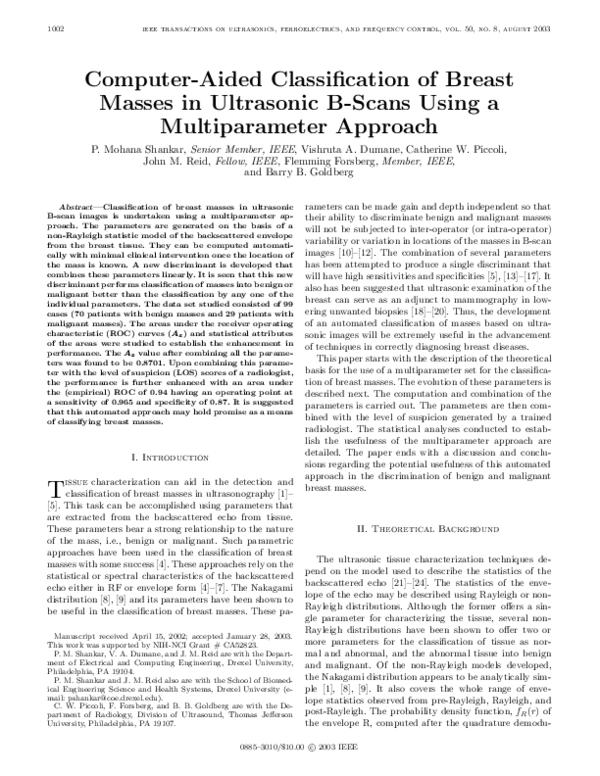 Pdf Computer‐aided Classification Of Breast Masses In Mammogram Images Based On Spherical