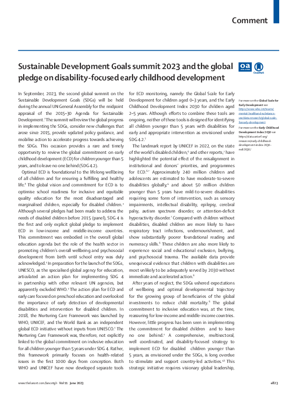 (PDF) Sustainable Development Goals summit 2023 and the global pledge ...