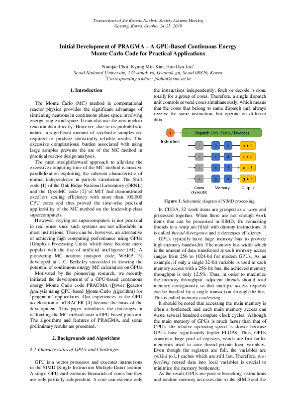 (PDF) Initial Development of PRAGMA – A GPU-Based Continuous Energy Monte Carlo Code for ...