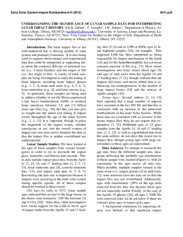 (PDF) Understanding the Significance of Lunar Sample Data for ...