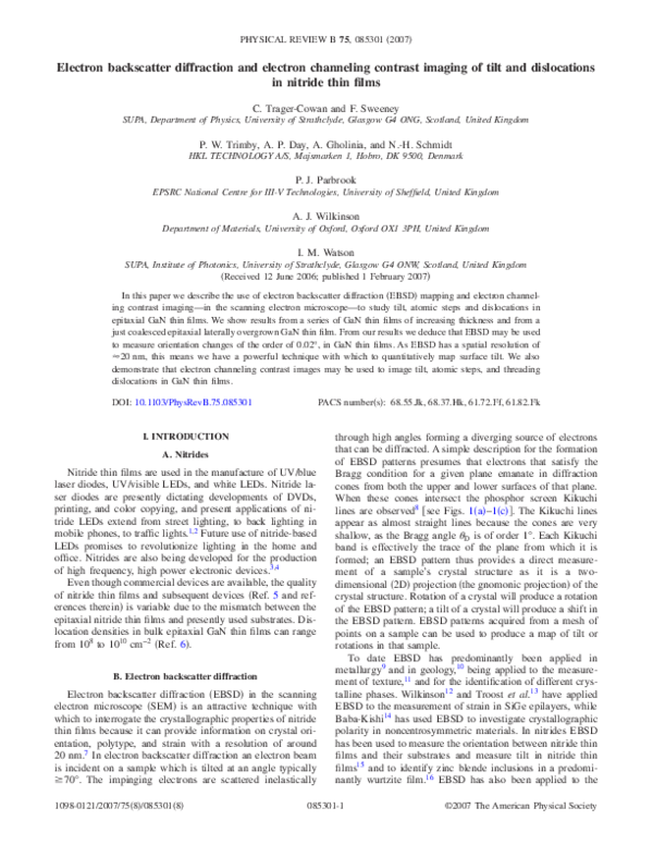 (PDF) Electron backscatter diffraction and electron channeling contrast imaging of tilt and ...