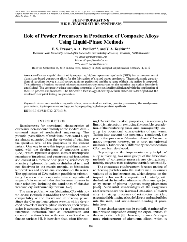 (PDF) Role of powder precursors in production of composite alloys using ...