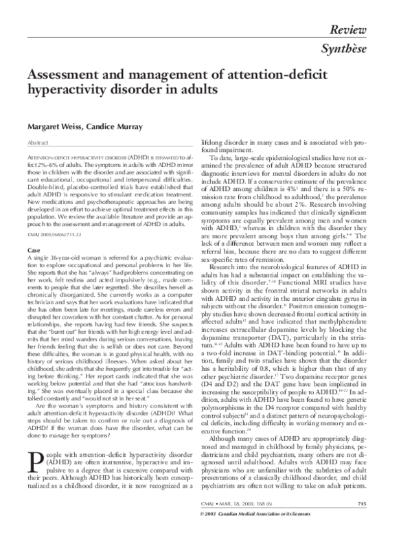 (PDF) Assessment and management of attention-deficit hyperactivity ...