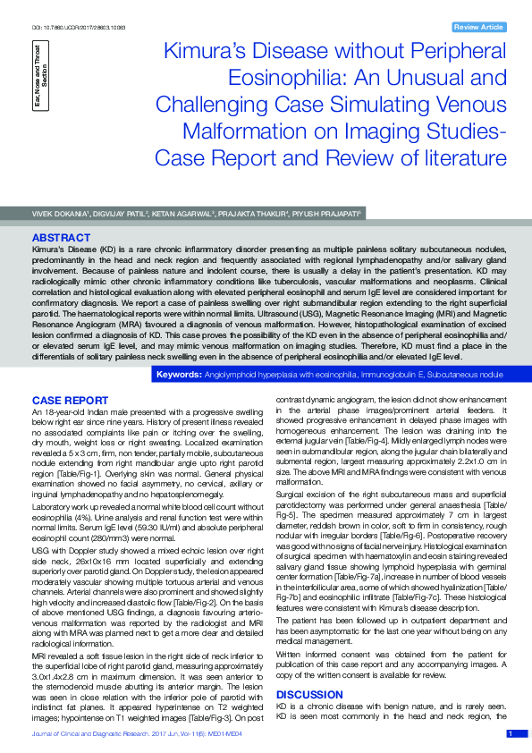 (PDF) Kimura’s Disease without Peripheral Eosinophilia: An Unusual and Challenging Case ...