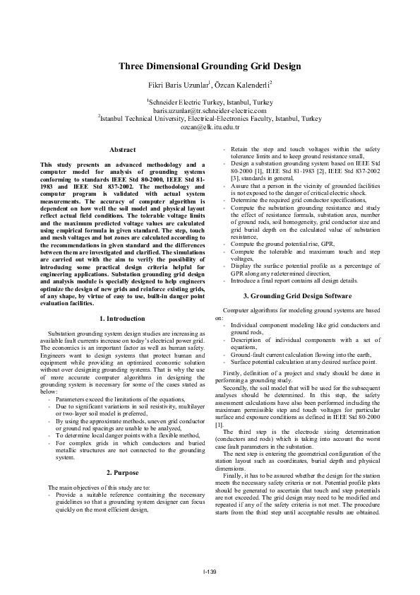 (PDF) Three dimensional grounding grid design